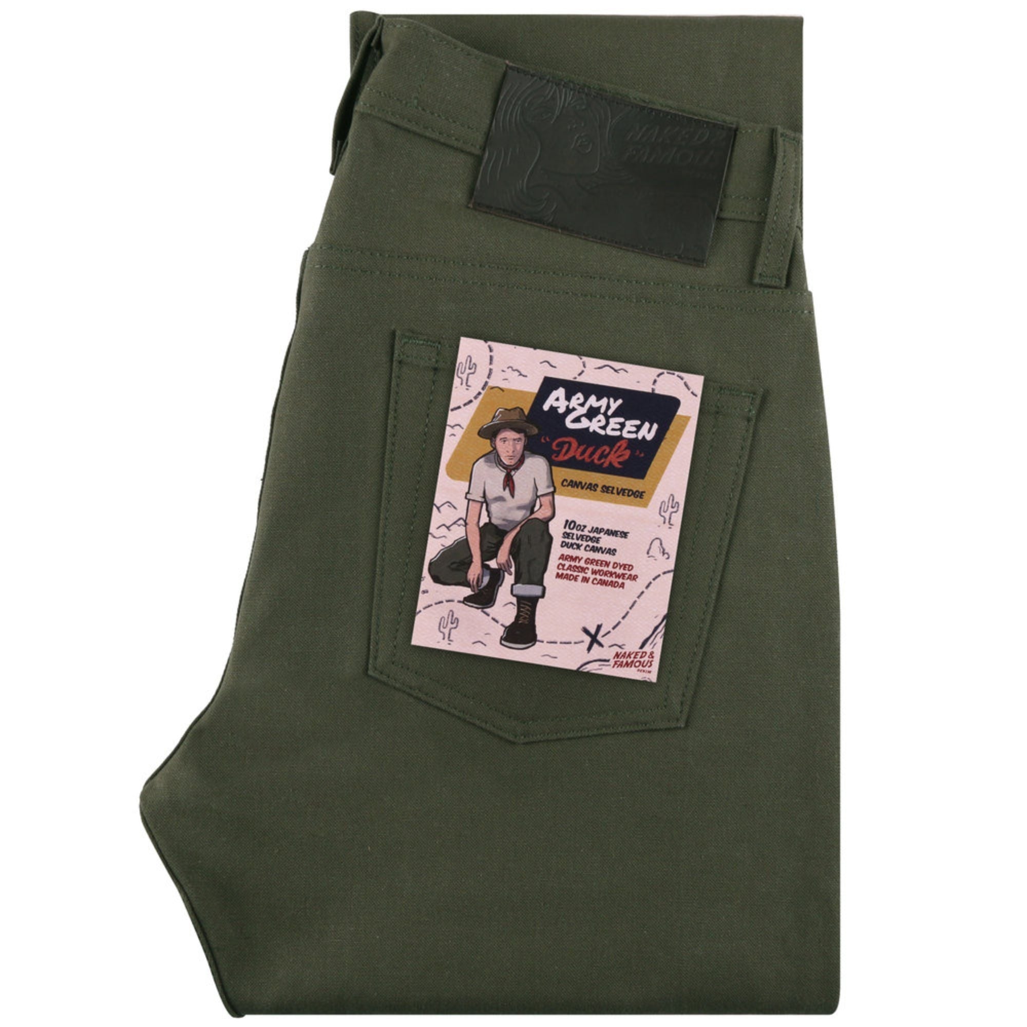 Weird Guy Duck Canvas Selvedge - Army Green – Stuarts London
