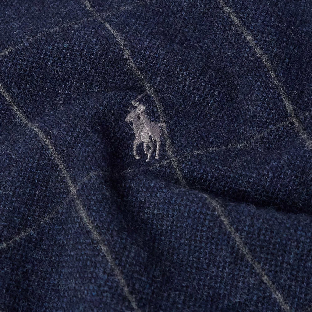 Polo Ralph Lauren Checked Wool Half-Zip Sweater - Navy – Stuarts London